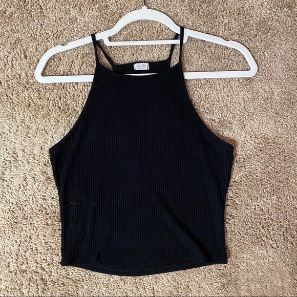 Brandy Melville | Tops | Brandy Melville Black Halter Crop Top | Poshmark